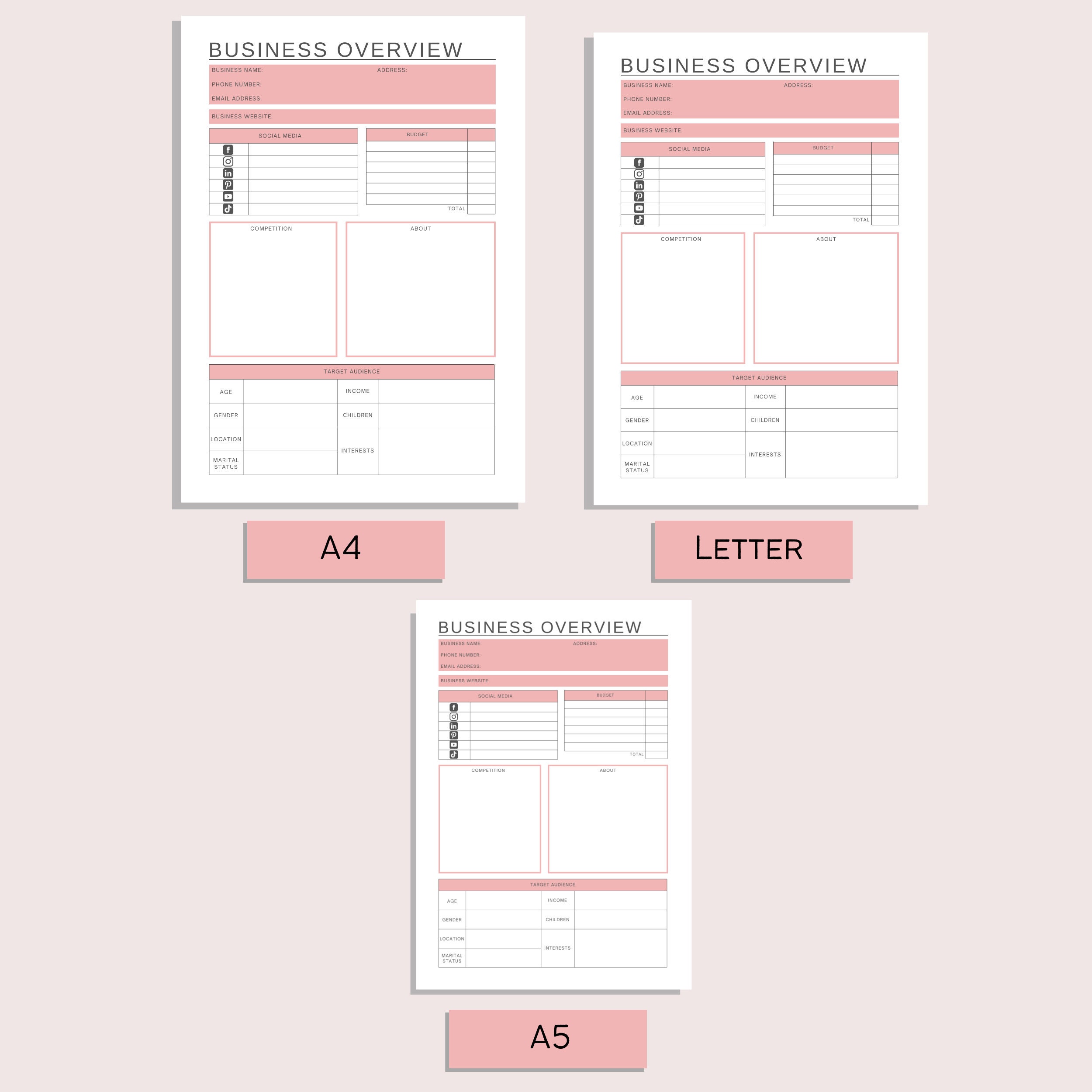 Business Overview Planner | Small Business Summary | Home Business ...