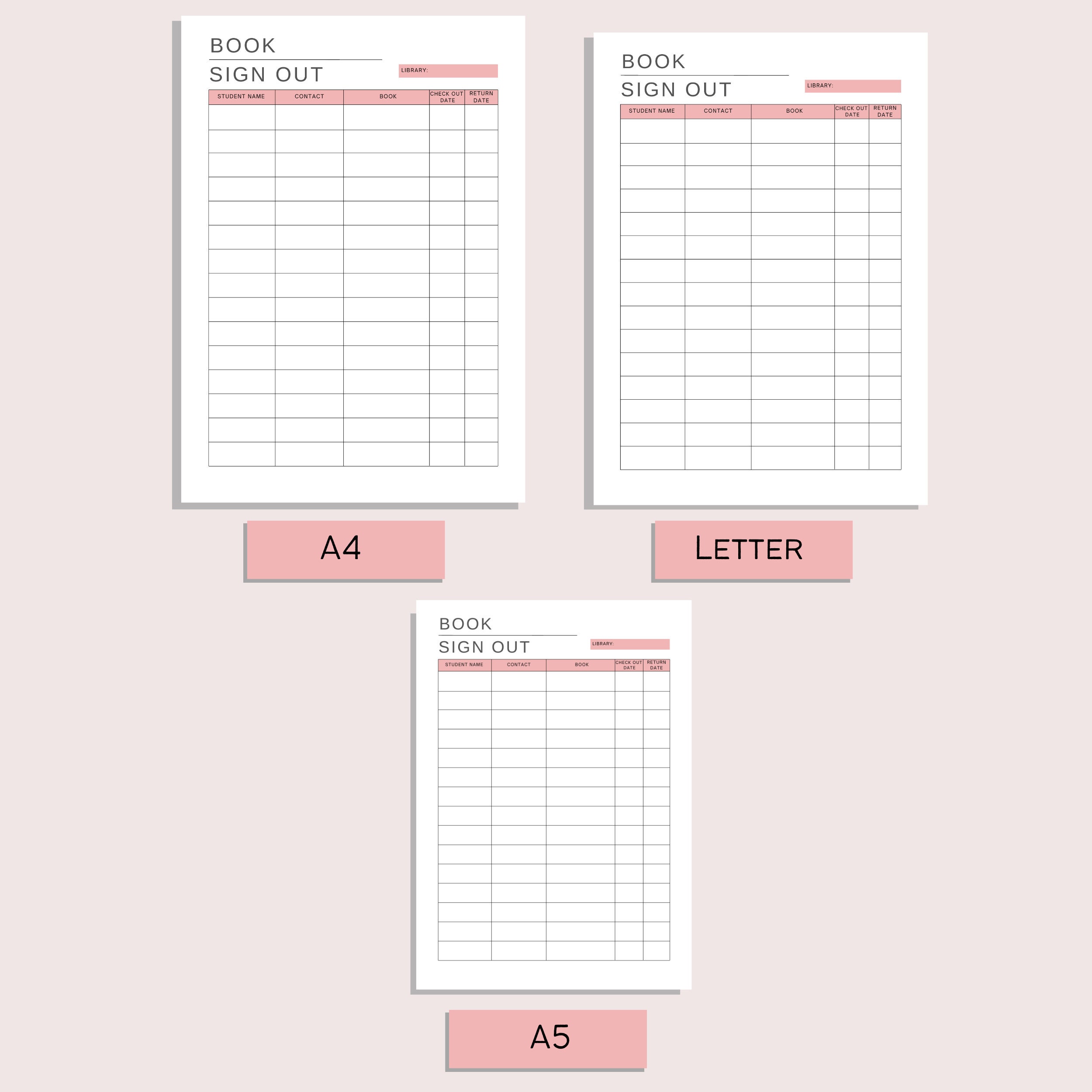 Library Book Sign Out Sheet | School Book Tracker | College Sign Out ...