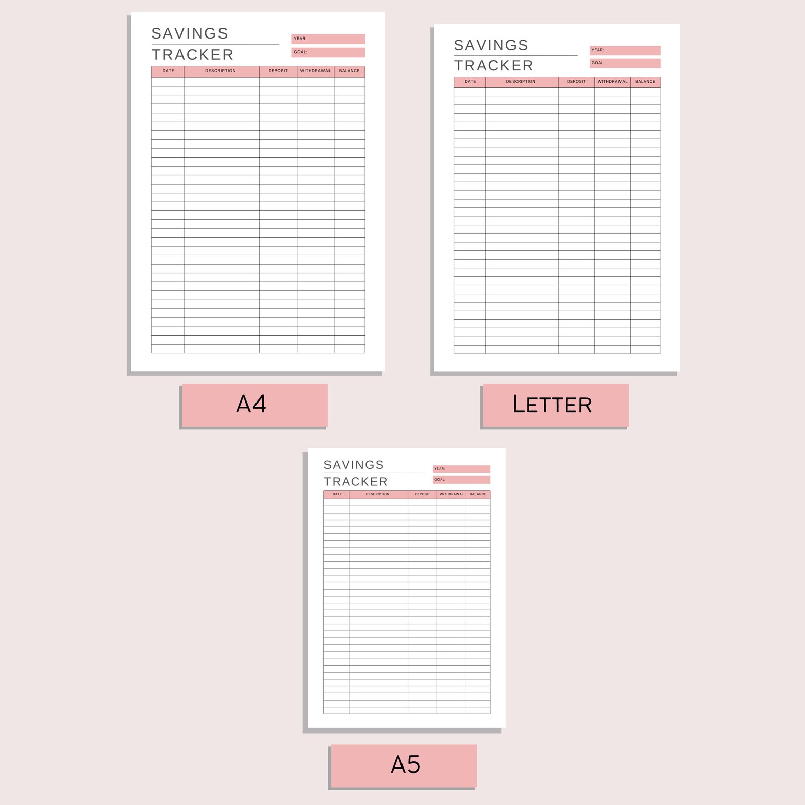Savings Tracker | Printable Savings Log | Personal Savings Track ...