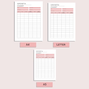 Childs Growth Chart | Printable Height and Weight Tracker | Kids Size ...