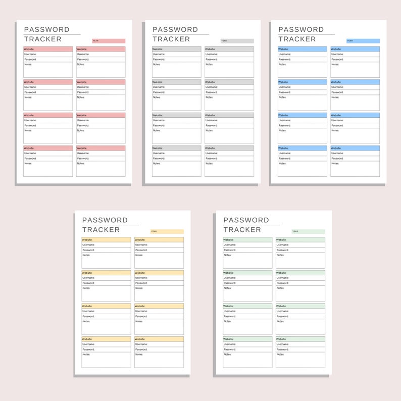 Password Tracker, Login Track, Printable Password Log, Digital Password ...