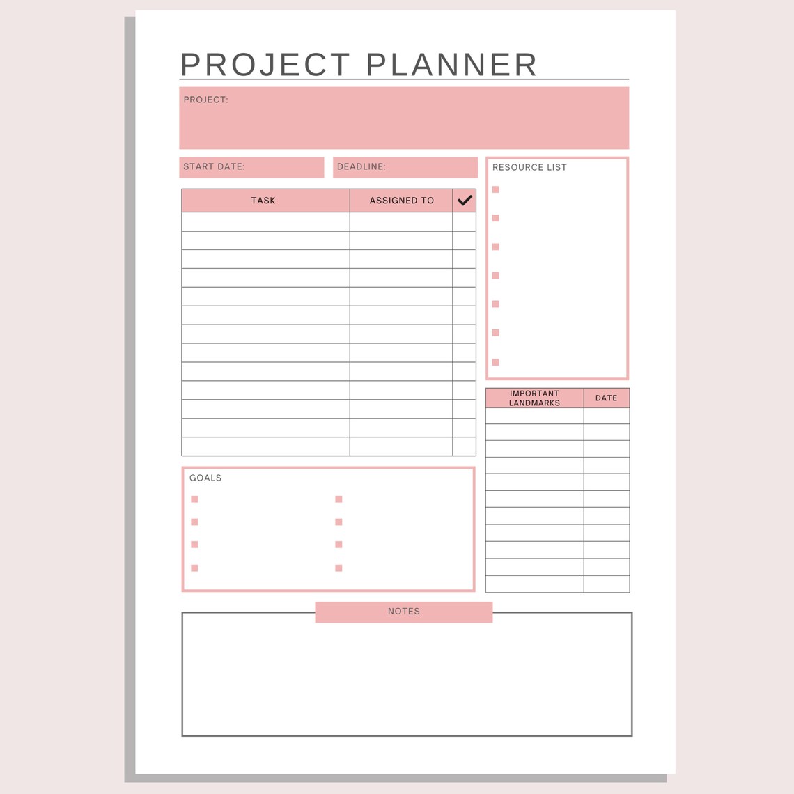 Project Planner | Printable School Project | Group Task Checklist ...