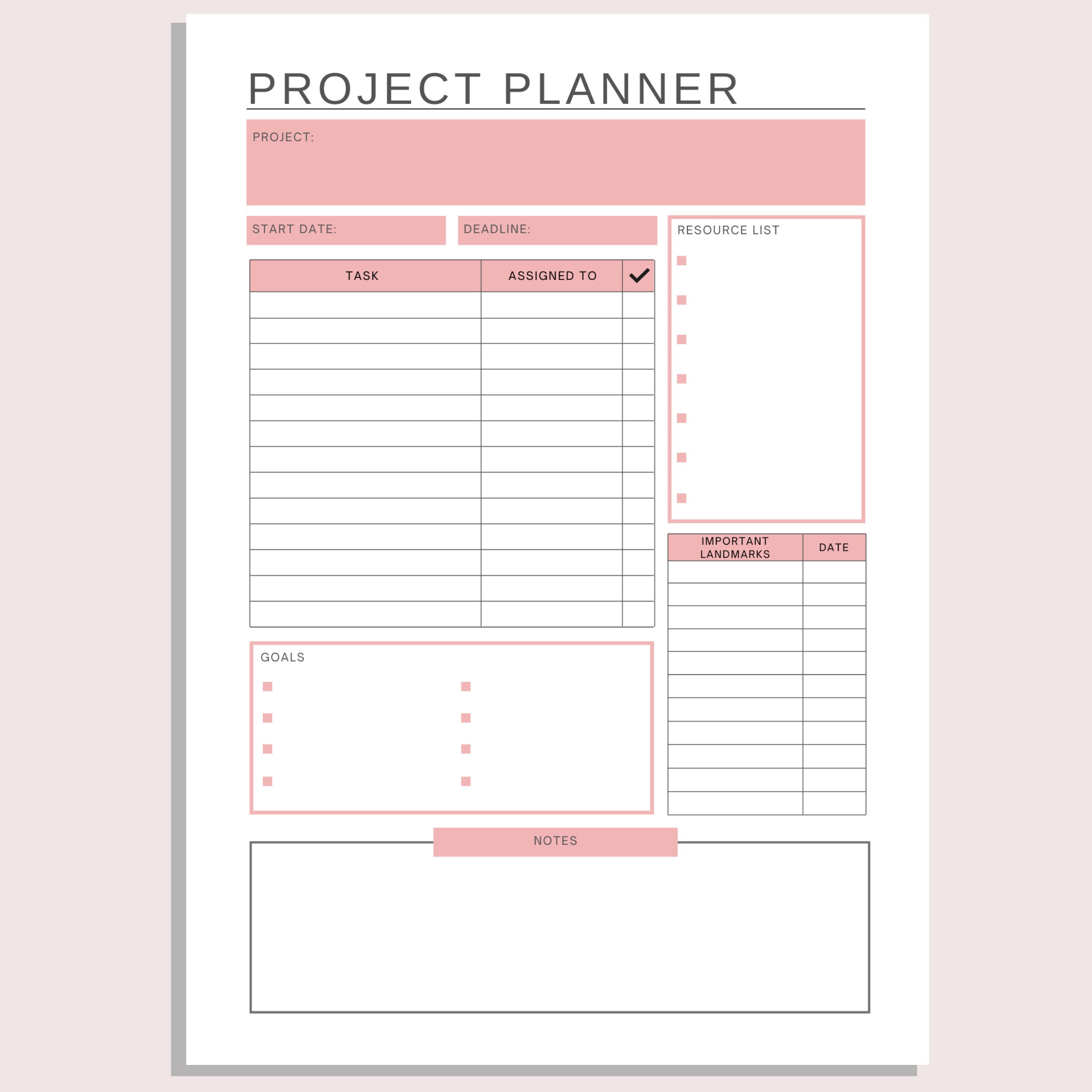 Project Planner | Printable School Project | Group Task Checklist ...