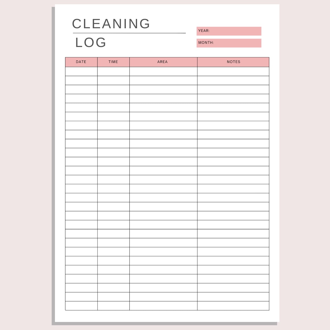 Cleaning Log, Daily Tracker, Maintenance Printable, Home Cleaning ...