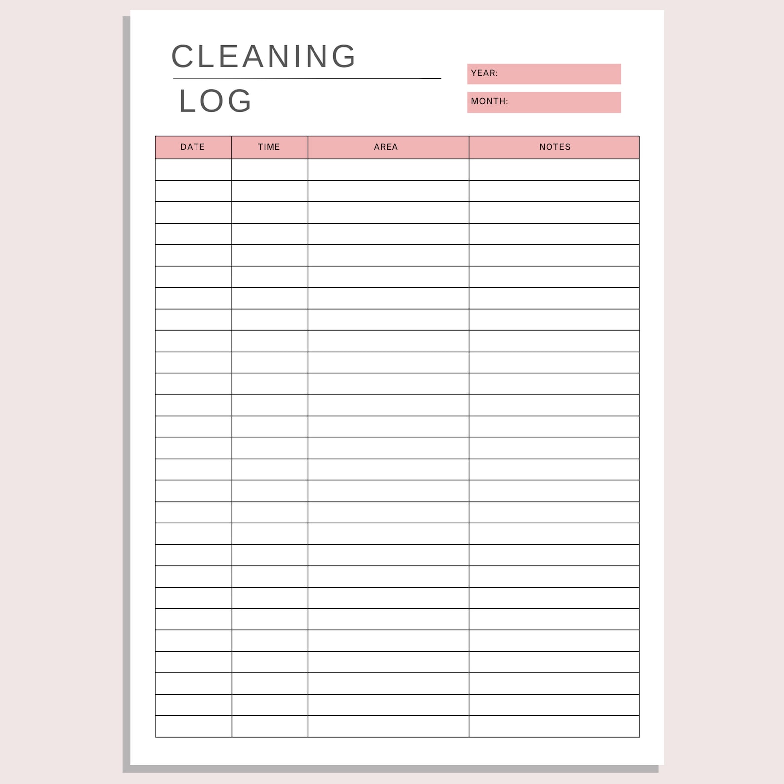 Cleaning Log, Daily Tracker, Maintenance Printable, Home Cleaning ...