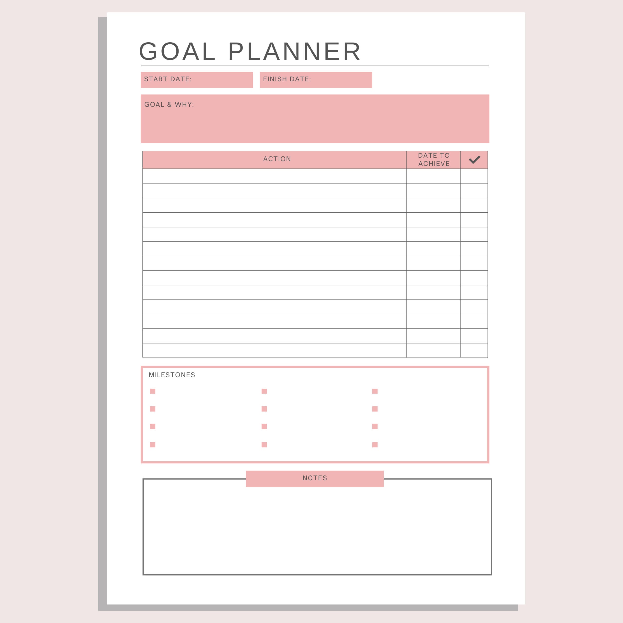 Goal Planner | Printable Goal Tracker | Action Plan Template | Plan for ...