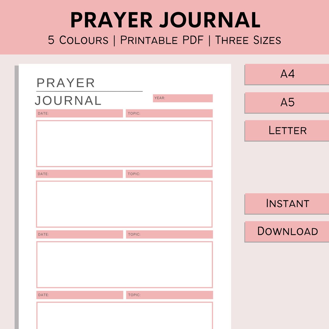 Prayer Journal Sheet | Faith Tracker | Daily Devotional Log | Prayer ...