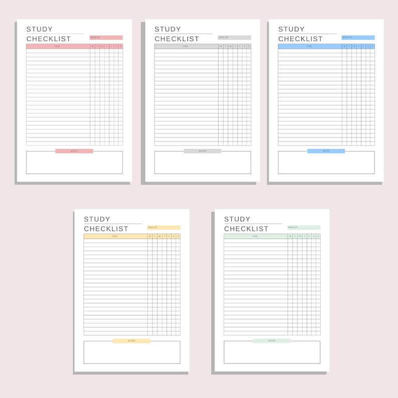 Study Checklist | Printable Revision List | Daily Study Chart | Home ...