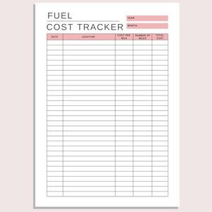 Fuel Cost Tracker | Fuel Expense Log | Mileage Tracker | Printable Cost ...