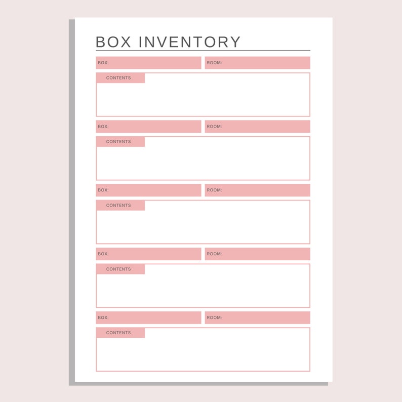 Moving Box Inventory | Box Contents List | Moving House Planner ...