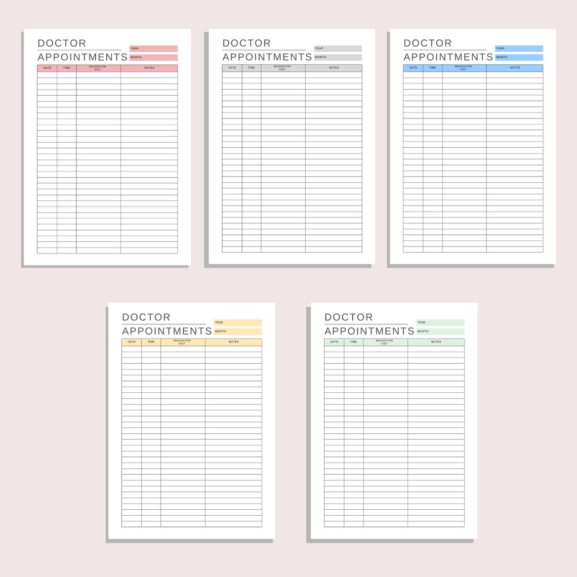 Doctor Appointments | Printable Doctor Visits Tracker | Health Check up ...