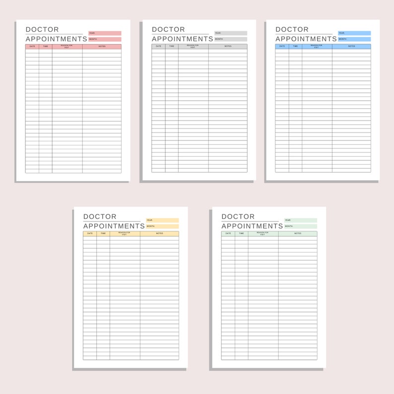 Doctor Appointments | Printable Doctor Visits Tracker | Health Check up ...