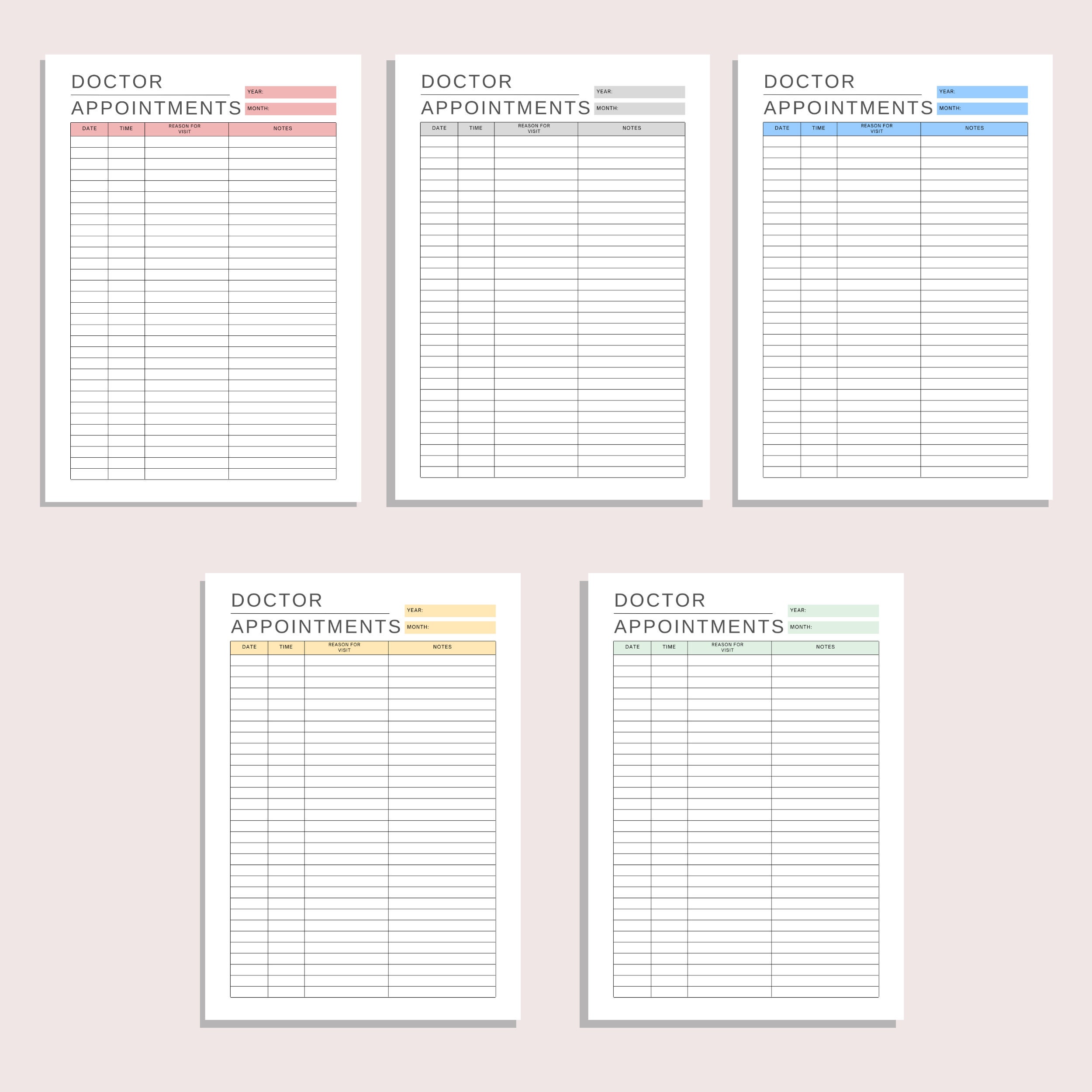 Doctor Appointments | Printable Doctor Visits Tracker | Health Check up ...