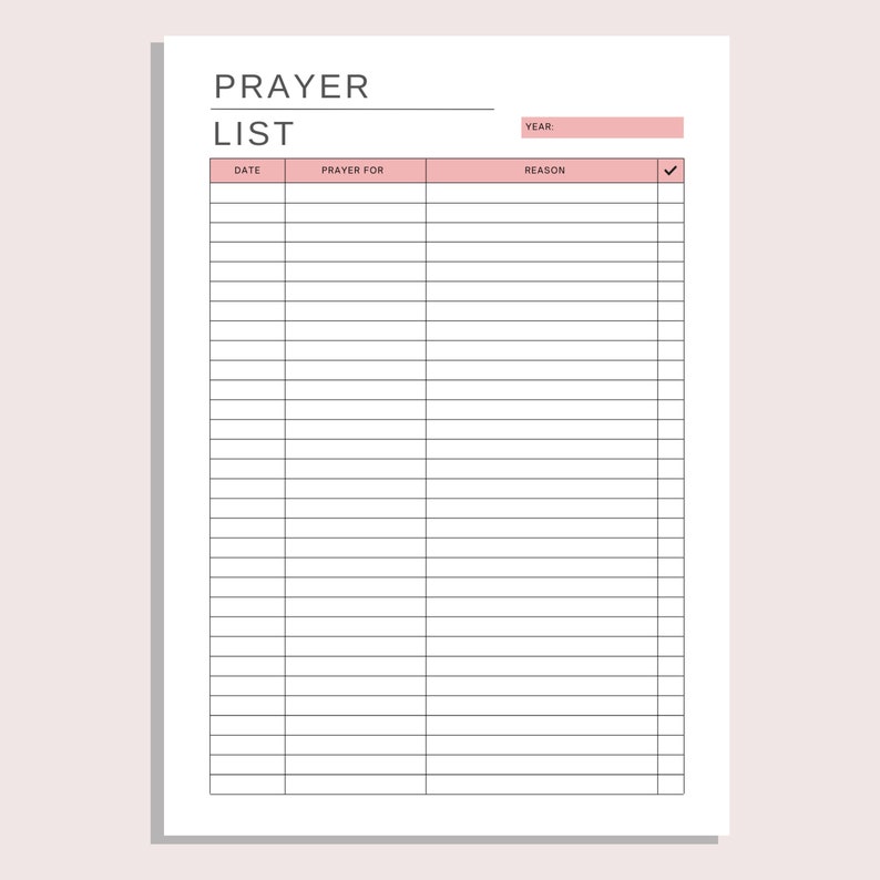 Prayer List Sheet | Printable Faith Planner | Prayer Journal ...