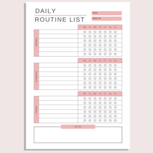 Daily Routine List | Printable Habit Tracker | Morning Checklist ...