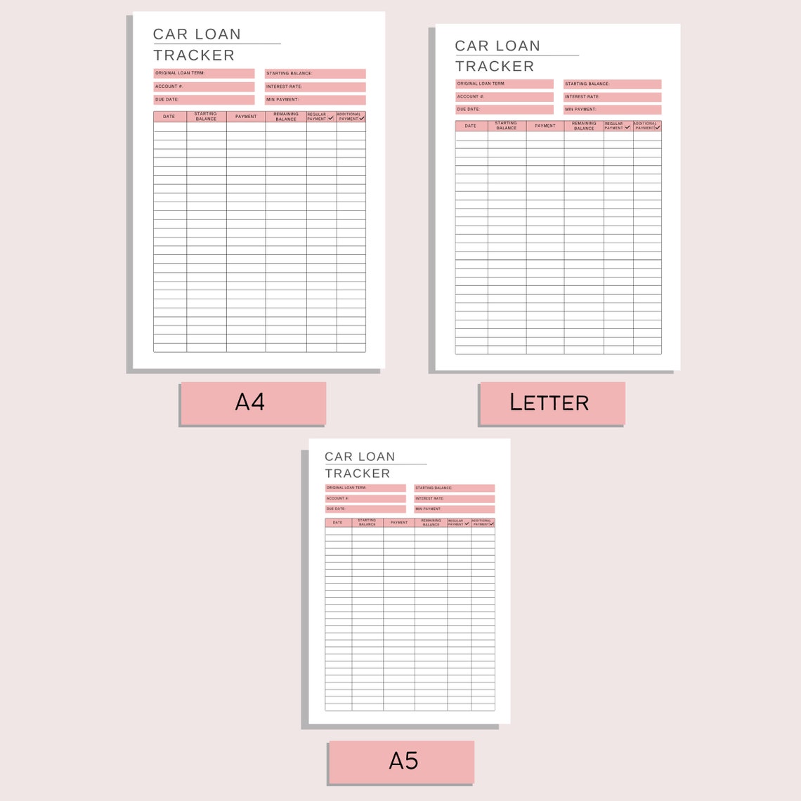 Car Loan Payment Tracker | Auto Debt Payoff Tracker | Printable Debt ...