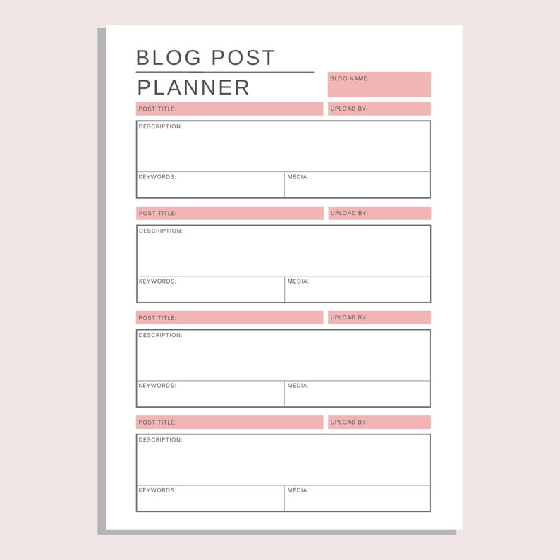 Blog Post Planner | Printable Blog Idea Tracker | Website Post Series ...