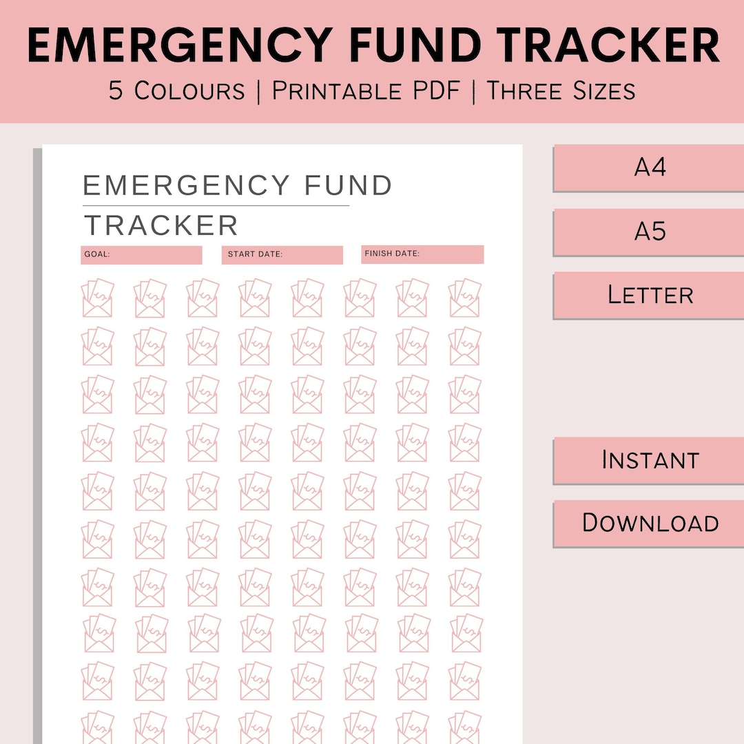 Emergency Fund Tracker | Printable Saving Challenge | Savings Jar ...
