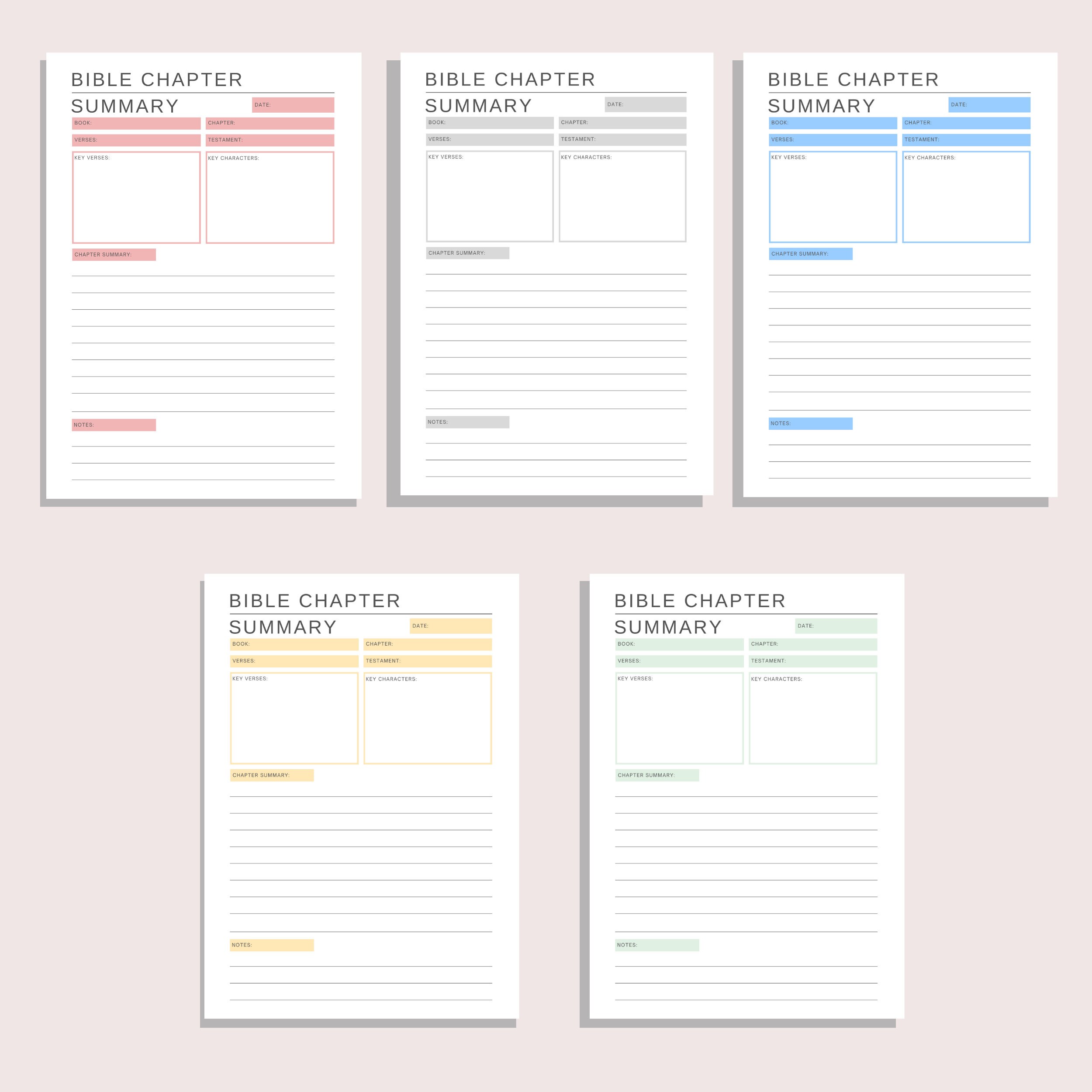 Bible Chapter Summary | Bible Study Journal Sheet | Chapter Pages ...