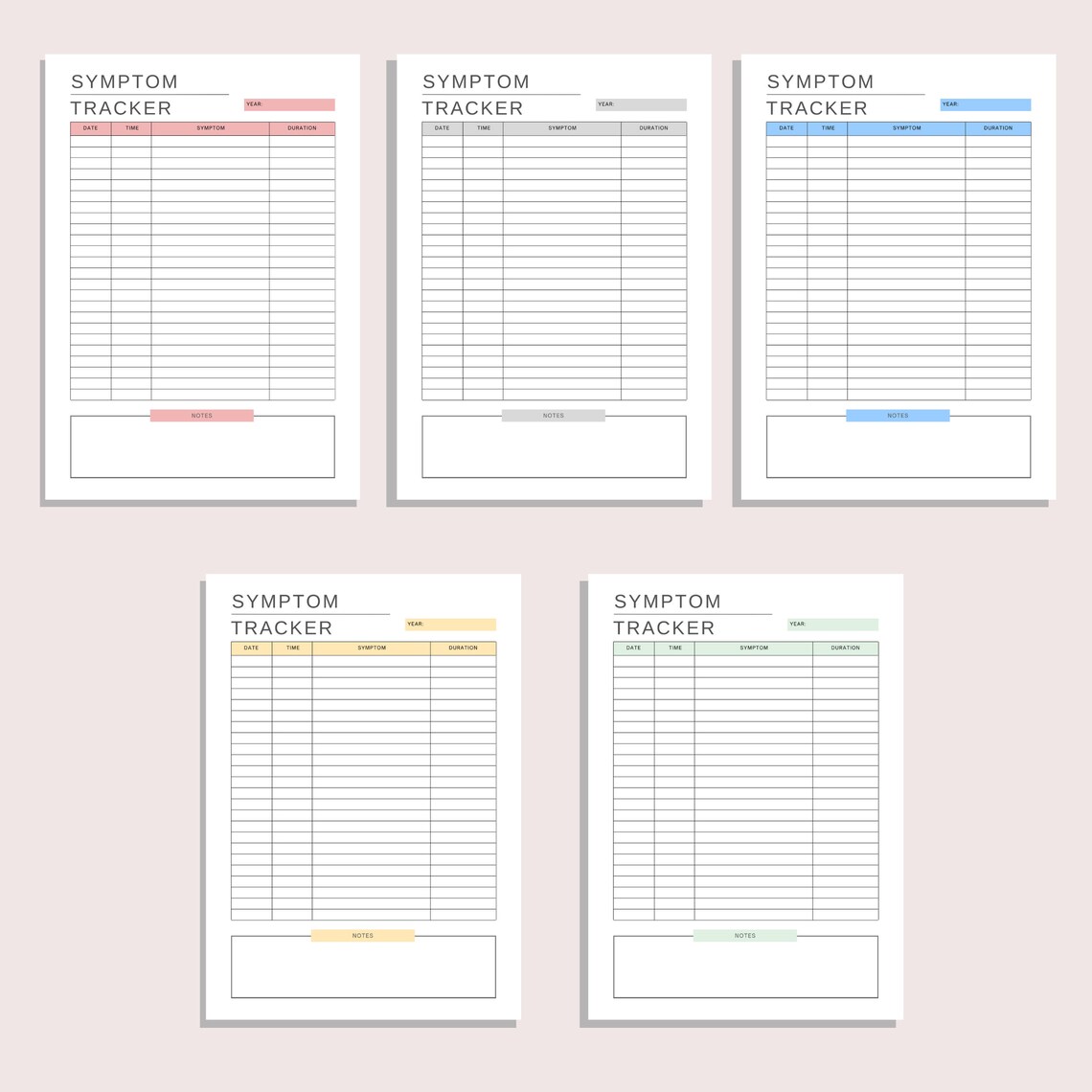Symptom Tracker, Printable Medical Log, Wellness Tracker, Illness Track ...