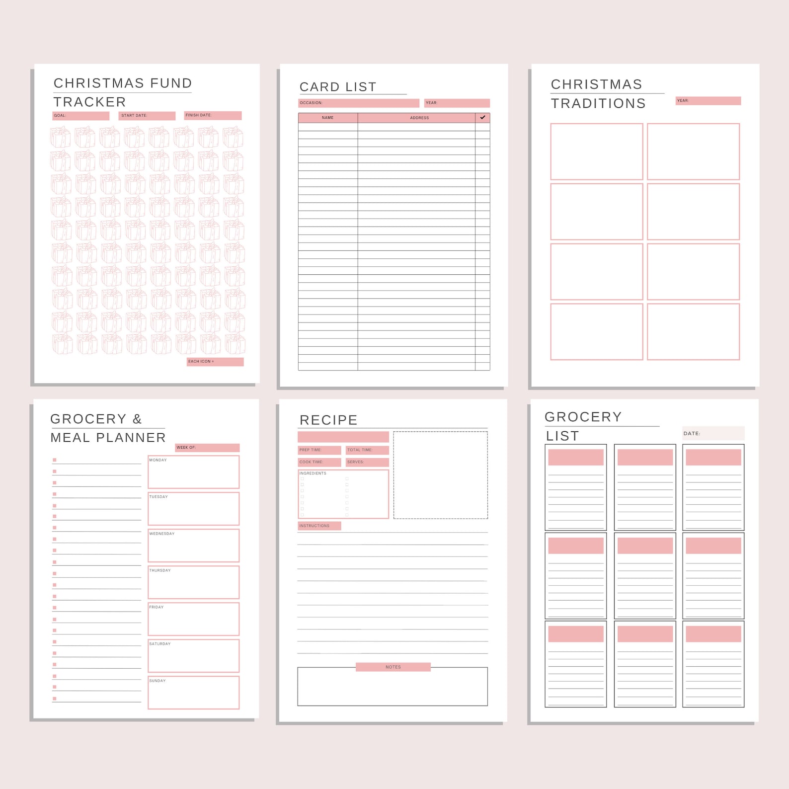 Printable Christmas Planner Bundle Christmas Day Schedule Gift Ideas ...