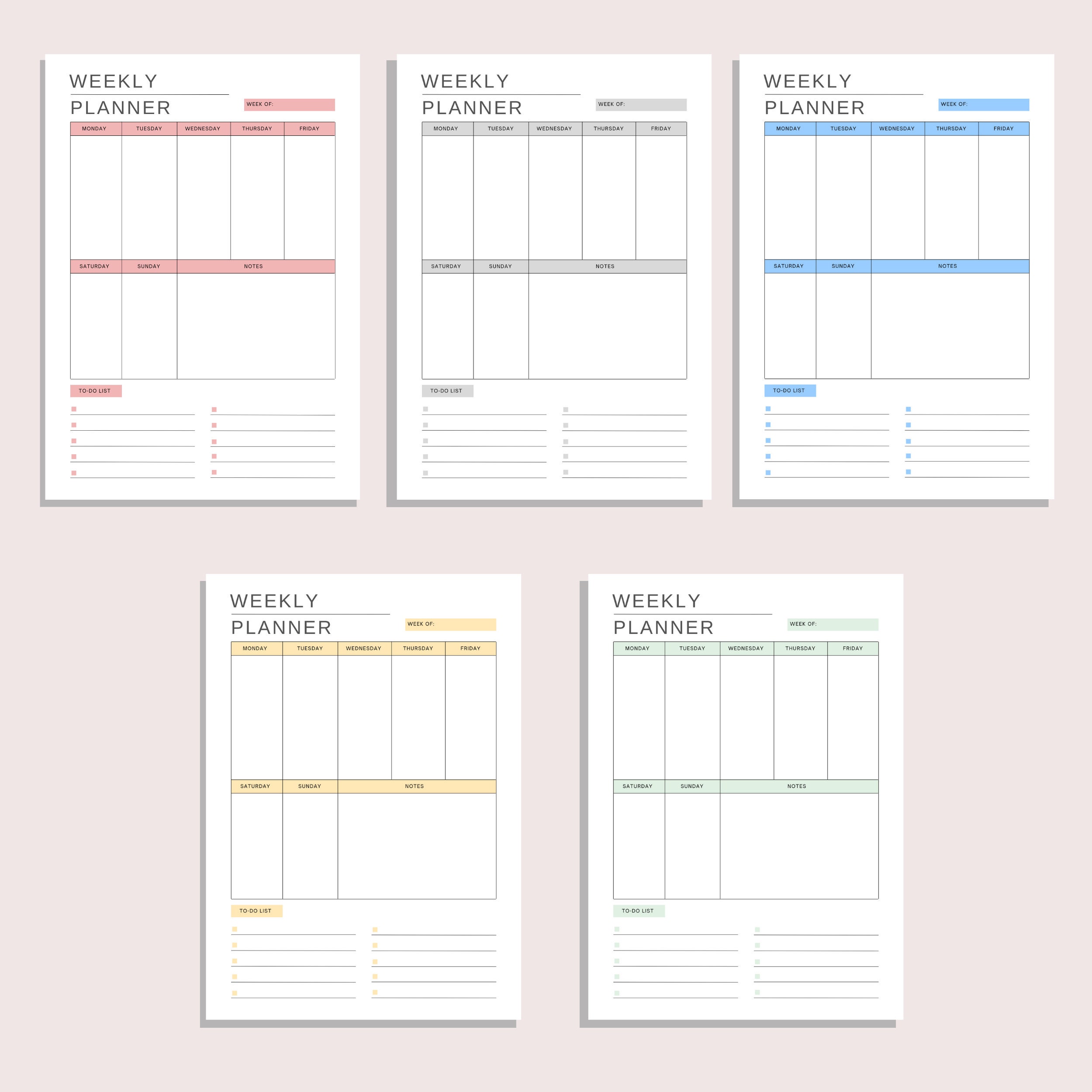Weekly Planner | Printable Week Organizer | Day Planner | To-do List ...