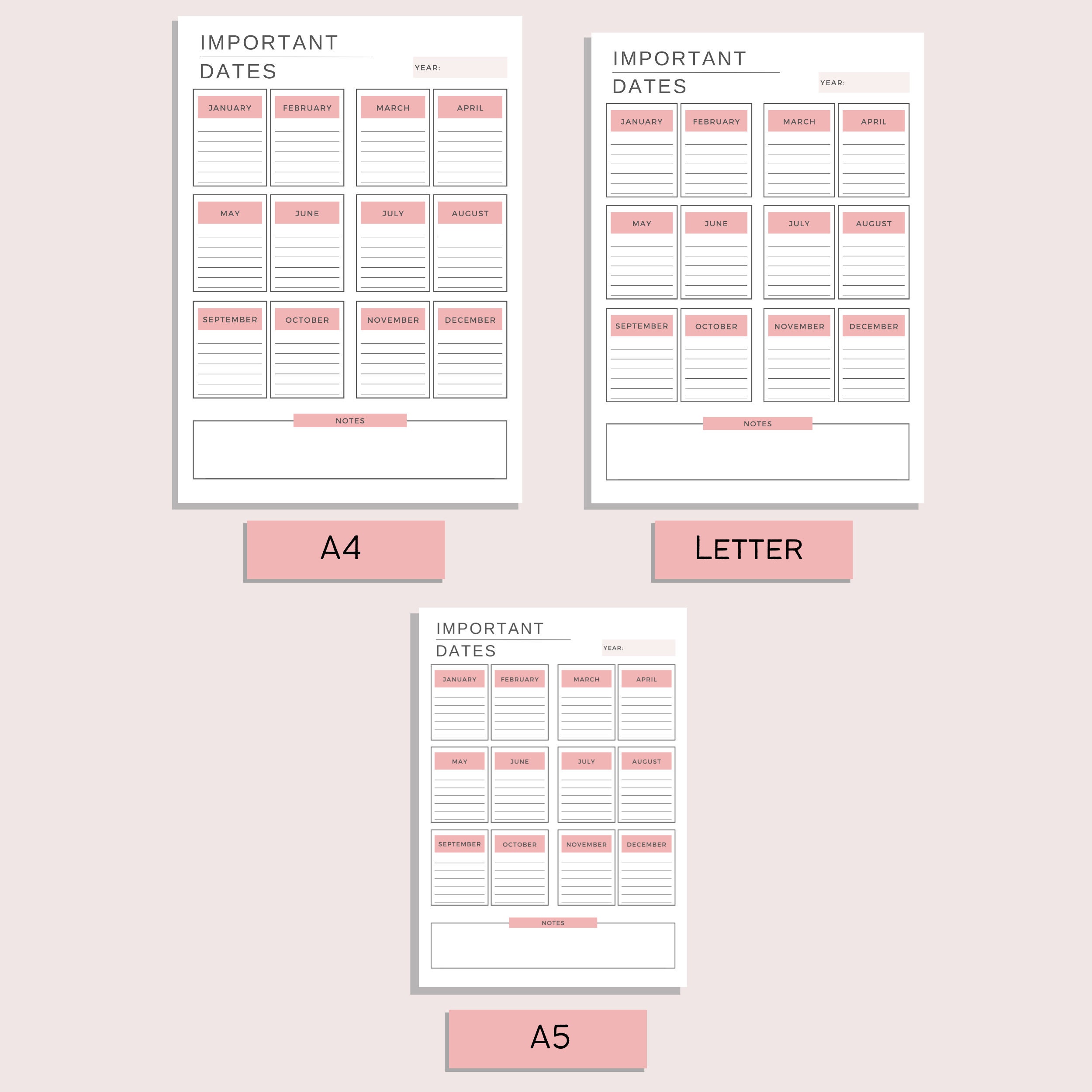 Important Dates List | Printable Dates Tracker | School and College ...