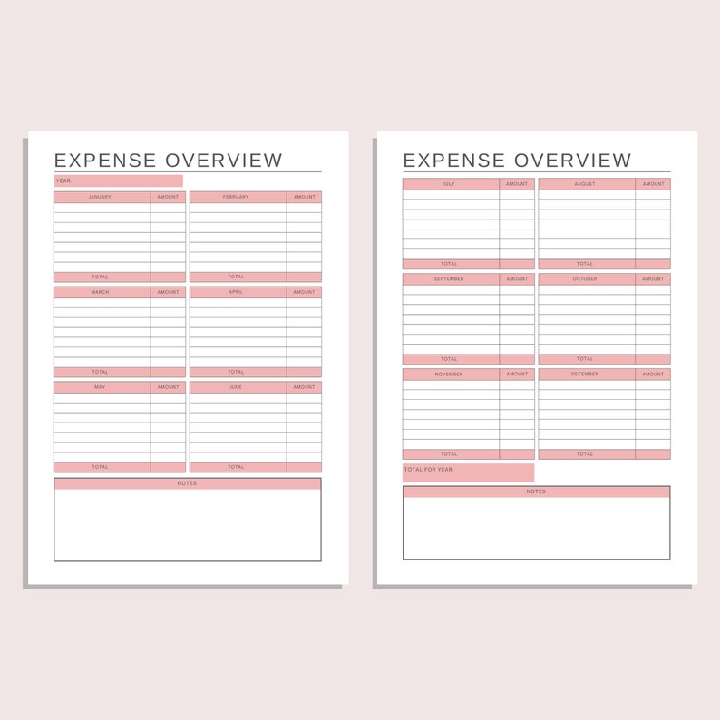 Yearly Expense Overview Printable | Upcoming Expenses | Budget Plan ...