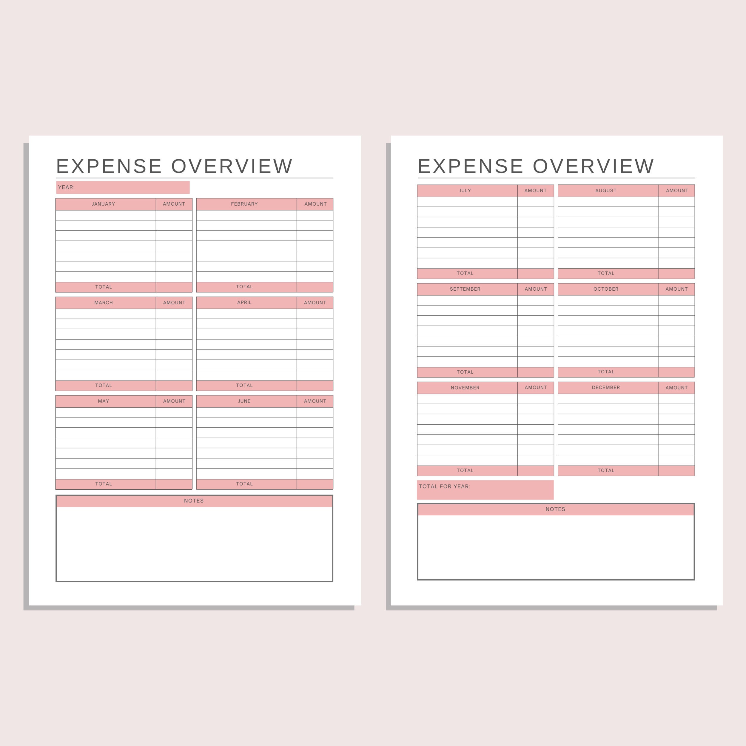 Yearly Expense Overview Printable | Upcoming Expenses | Budget Plan ...