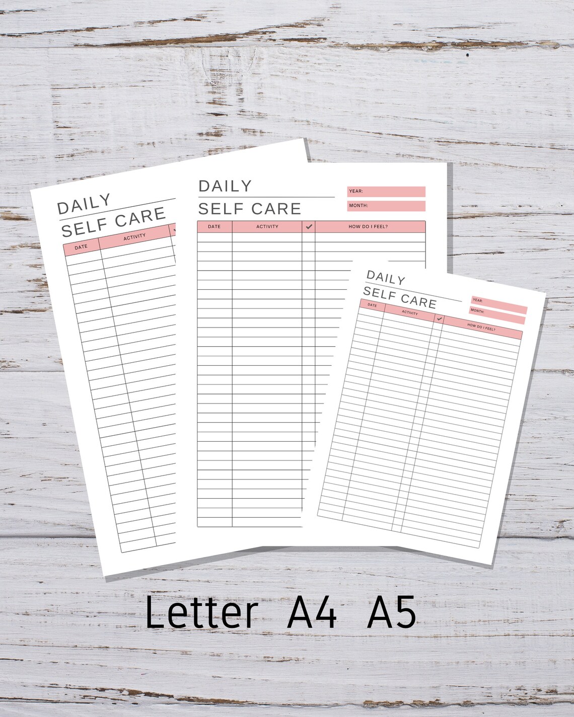 Daily Self Care Log Wellness Tracker Self Care Journal | Etsy