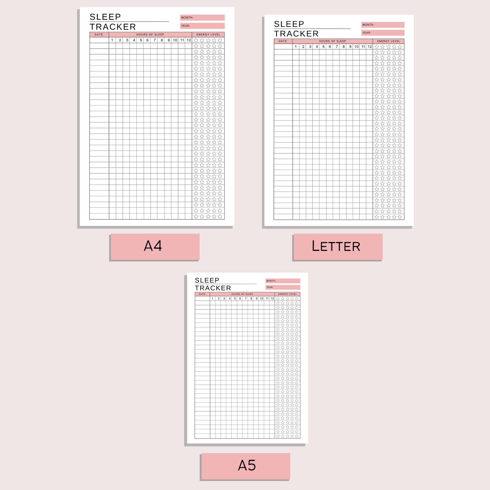 Sleep Tracker | Daily Sleep Log | Printable Sleep Track | Hourly Sleep ...