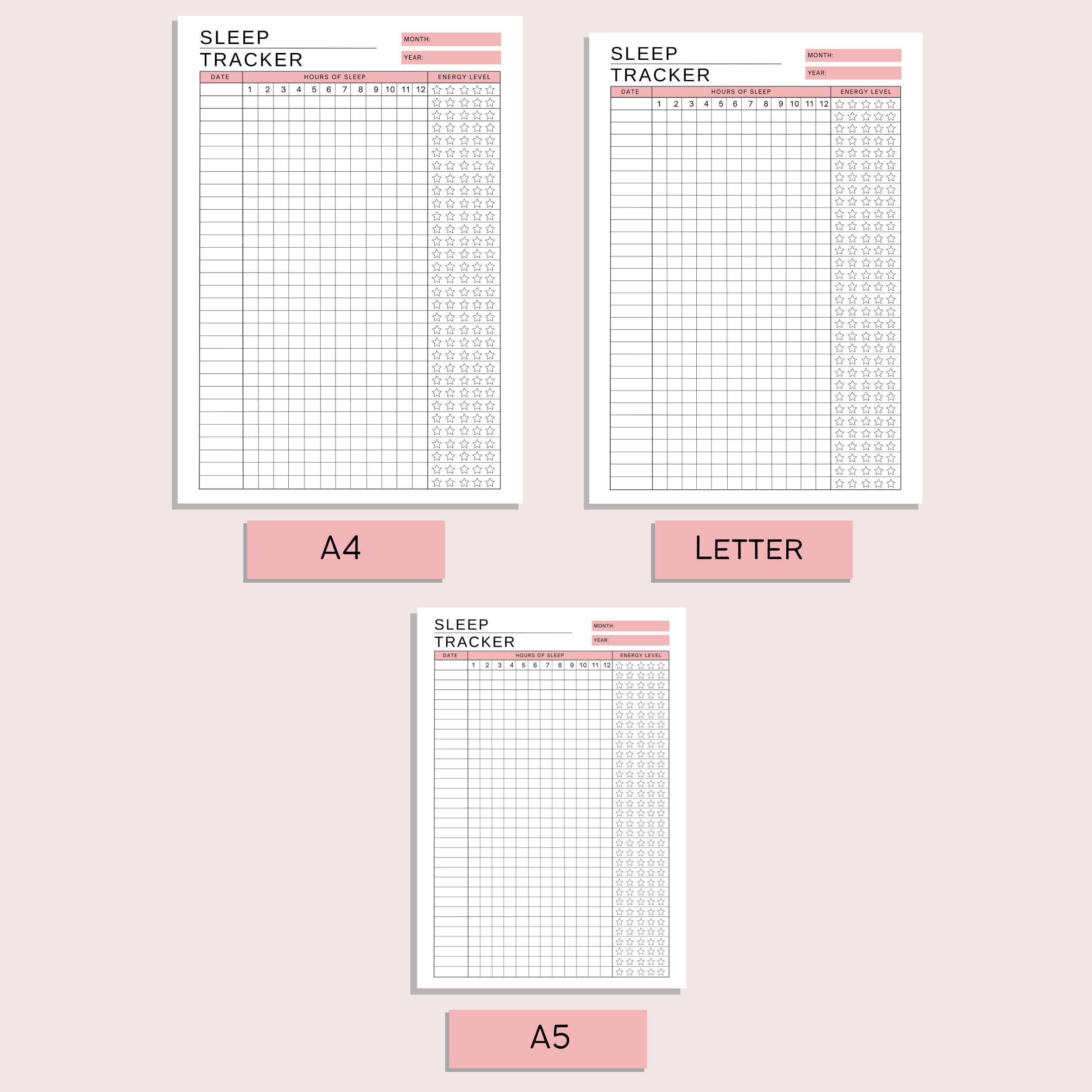 Sleep Tracker | Daily Sleep Log | Printable Sleep Track | Hourly Sleep ...