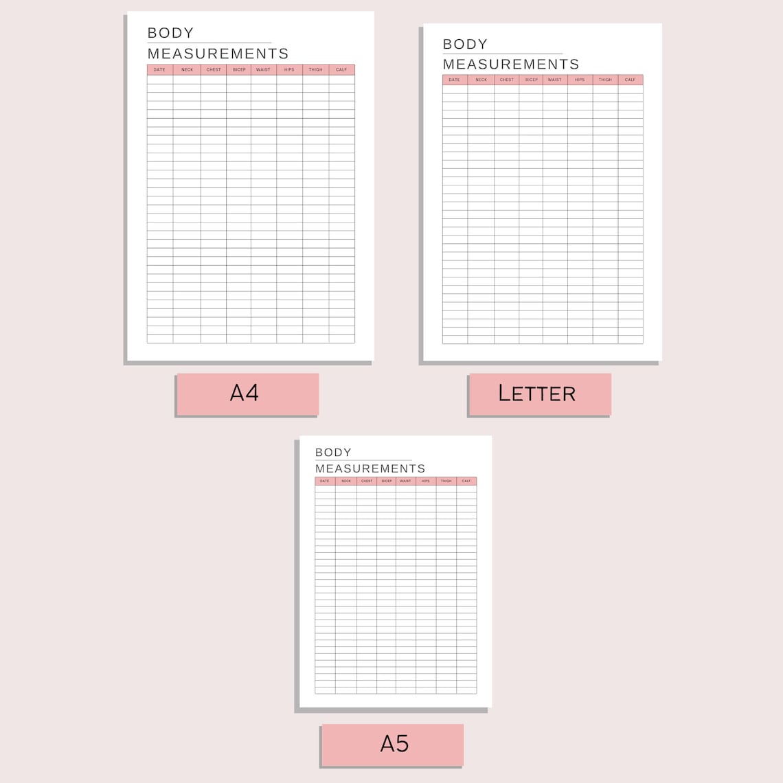 Body Measurement Tracker | Printable Body Progress | Weight Loss ...