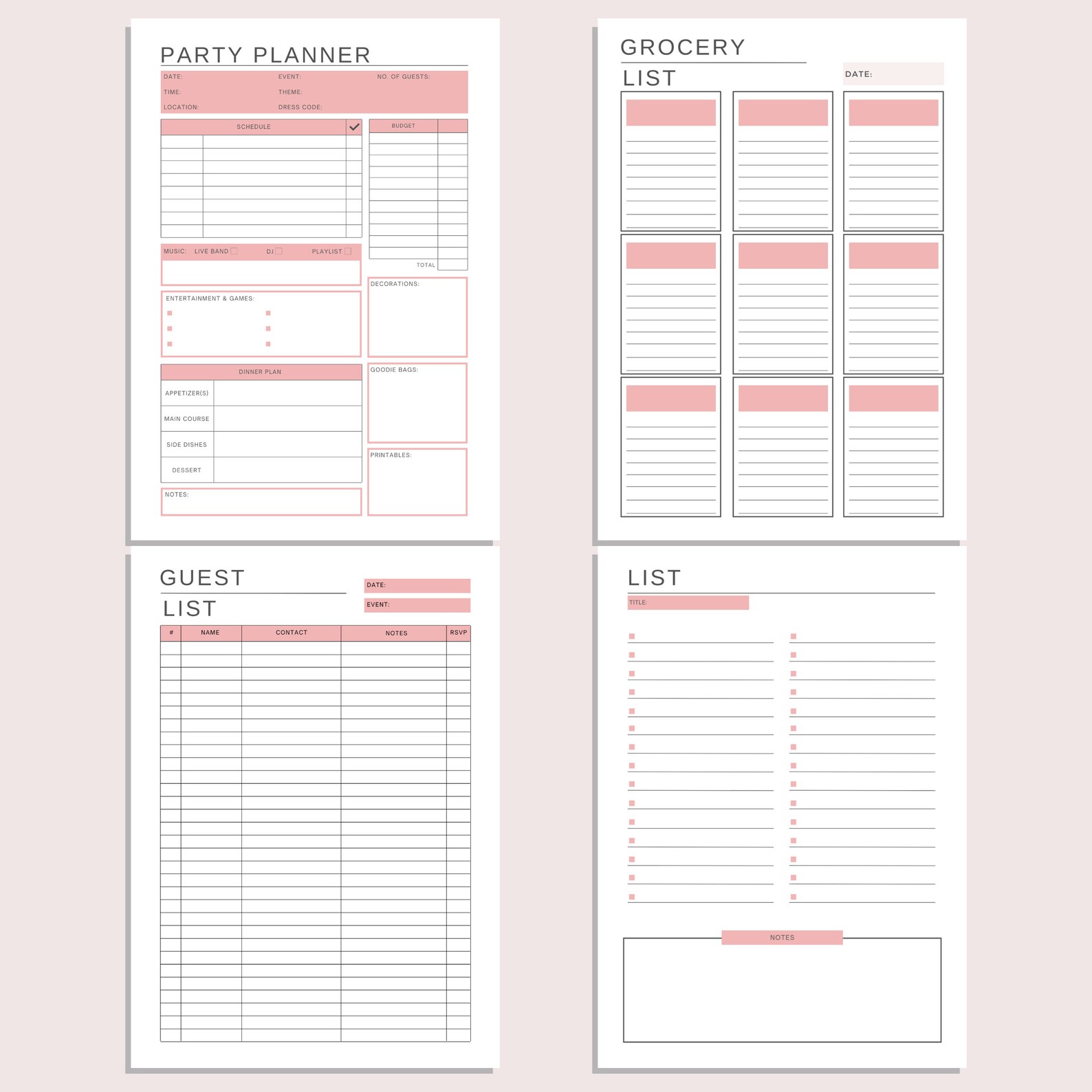 Party Planner | Printable Birthday Party Plan | Event Tracker Sheet ...