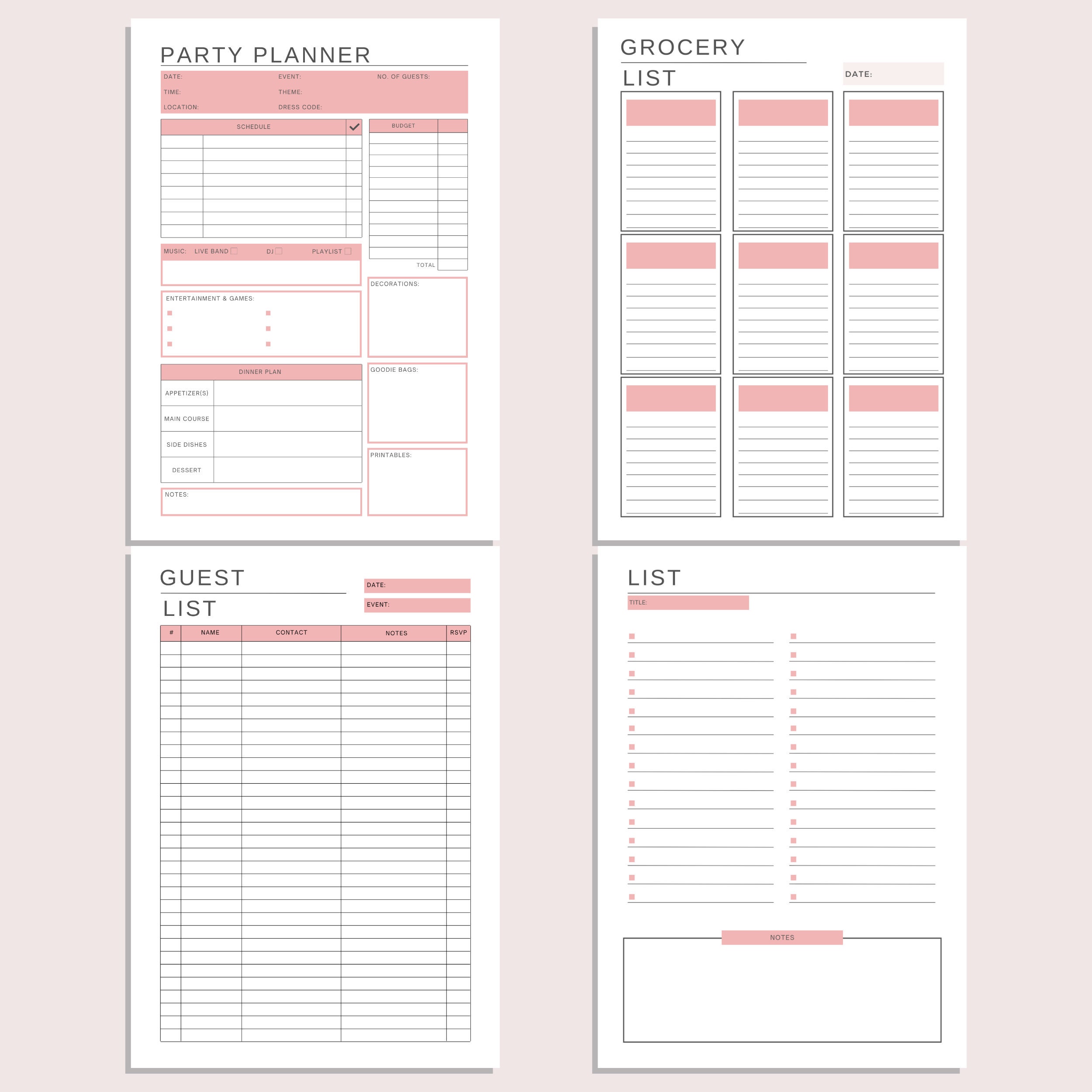 Party Planner | Printable Birthday Party Plan | Event Tracker Sheet ...
