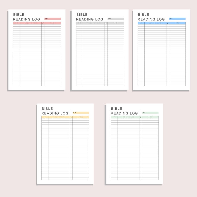 Bible Reading Log | Printable Reading Tracker | Bible Journal ...