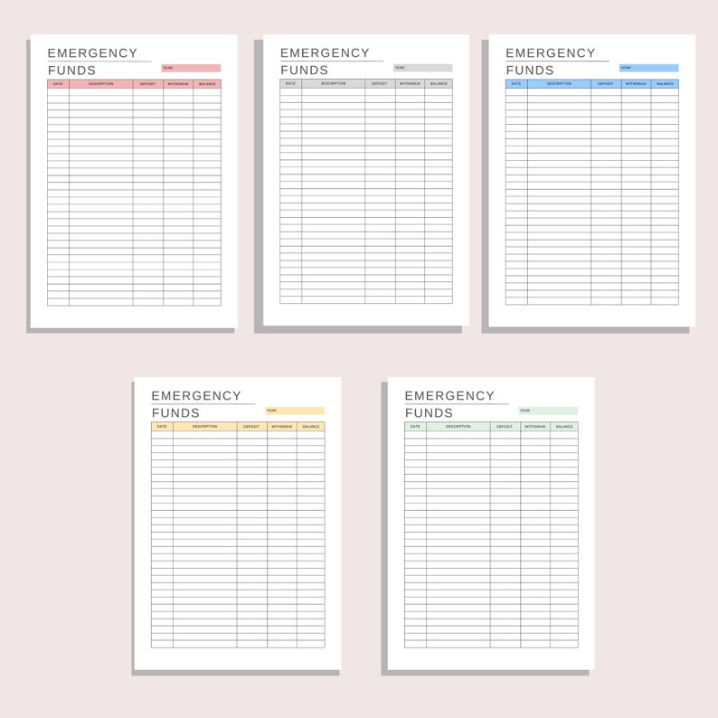 Emergency Funds Tracker | Printable Rainy Day Savings | Financial ...