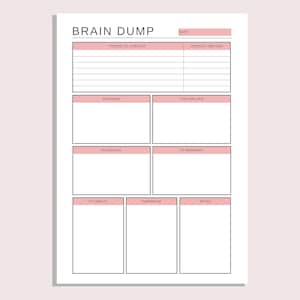 Brain Dump Printable | Daily Thoughts Organzier | Day Planner Template ...