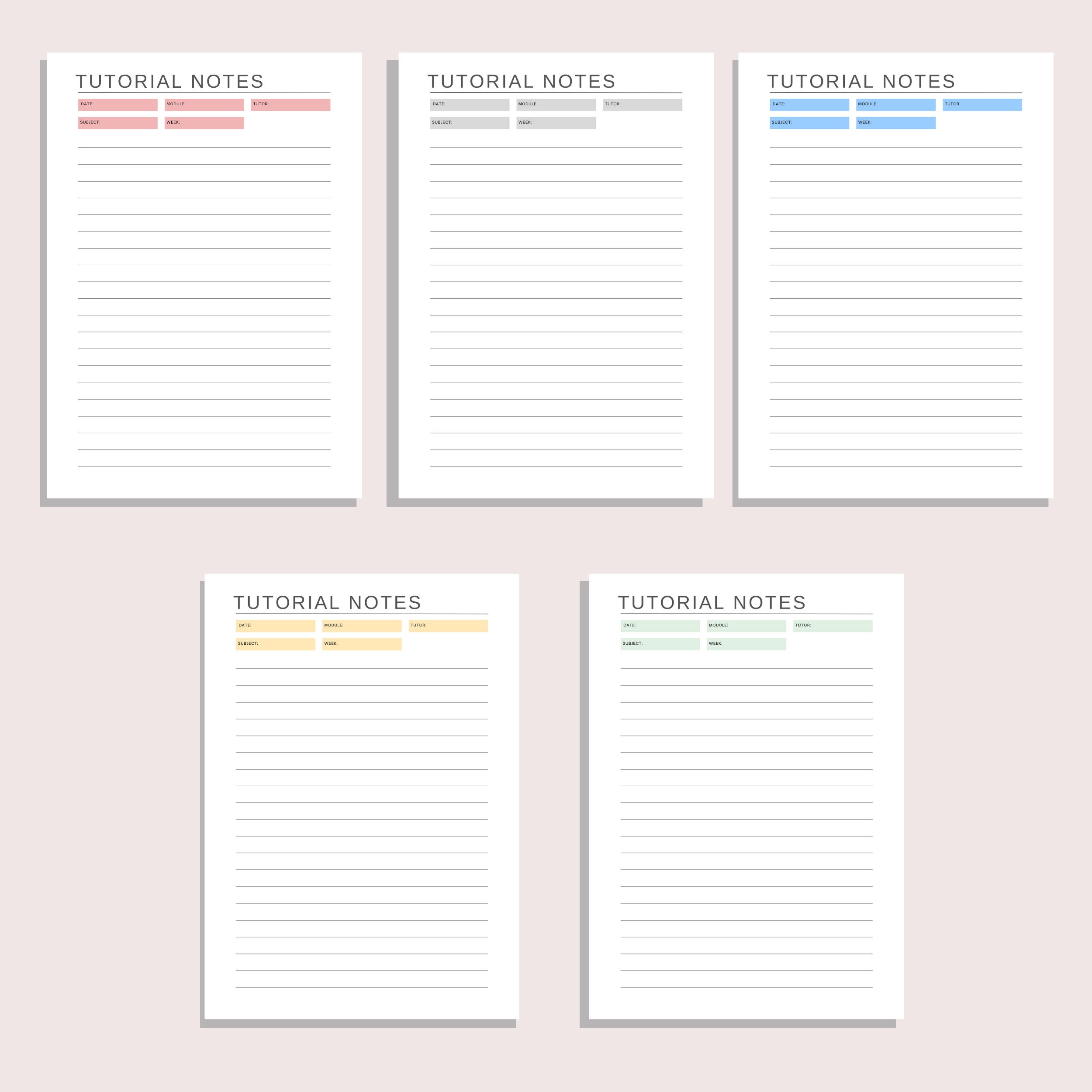 Tutorial Notes | Printable Note Paper | Student Note Taking | College ...