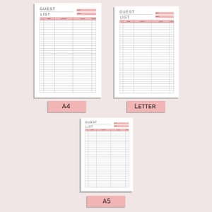 Guest List | Guest List Tracker | Printable Guest Sheet | Event ...