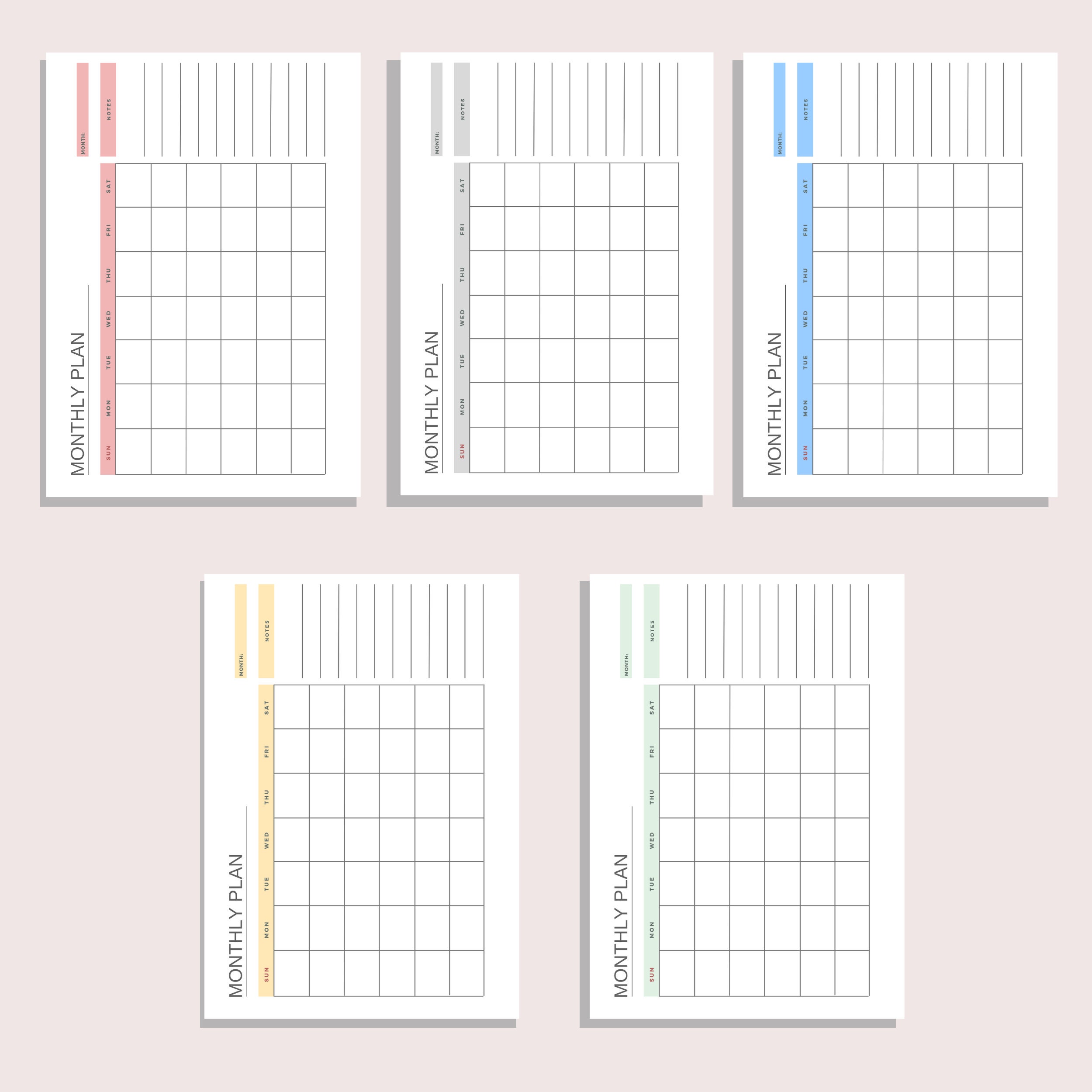 Undated Monthly Planner | Printable Blank Calendar | Month at A Glance ...