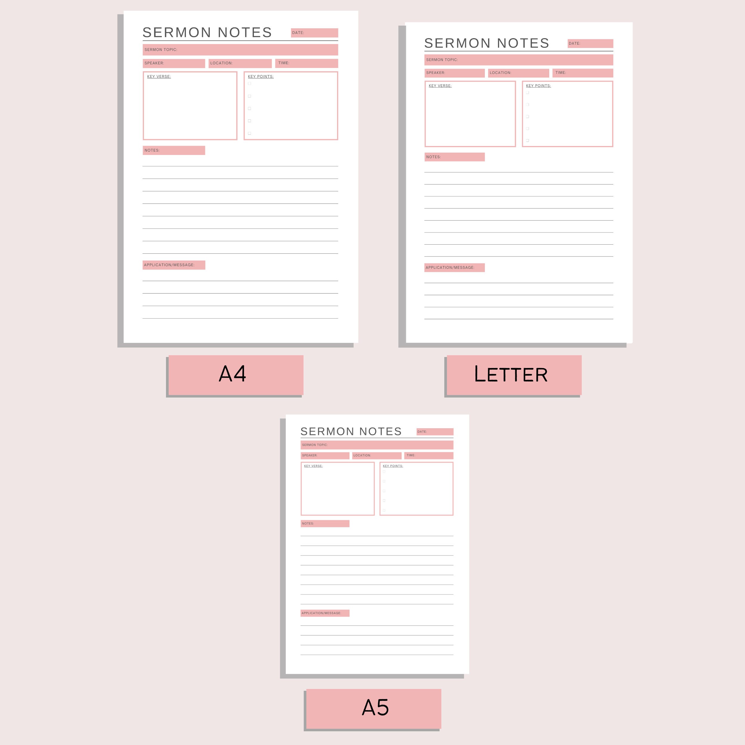 Sermon Notes | Printable Faith Planner | Religious Reflection Note Page ...