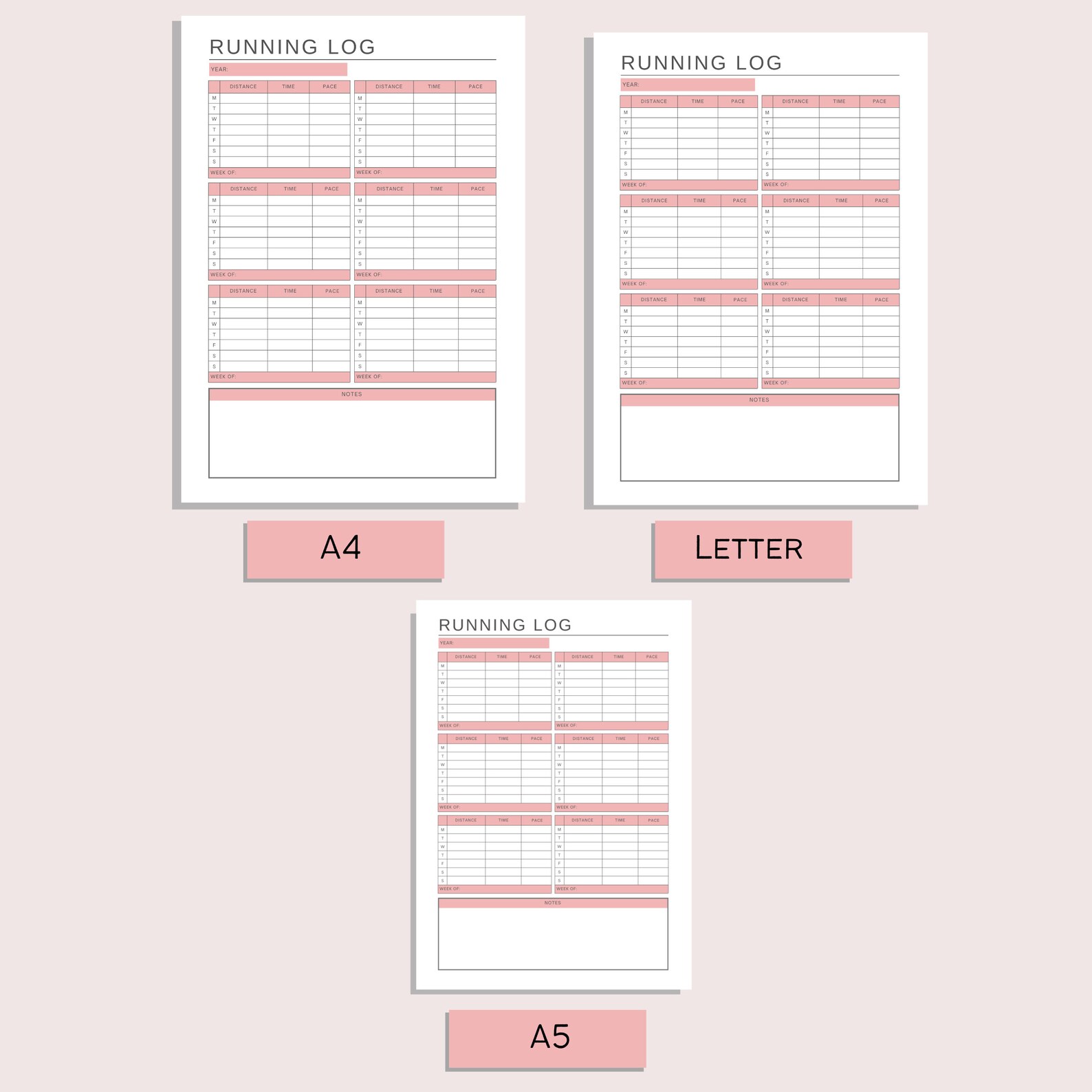 Weekly Running Log Printable | Health and Fitness Journal | Running ...