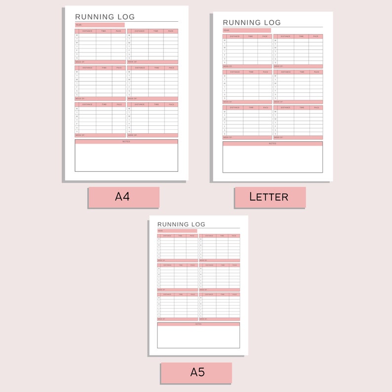 Weekly Running Log Printable | Health and Fitness Journal | Running Tracker | Cardio Training ...