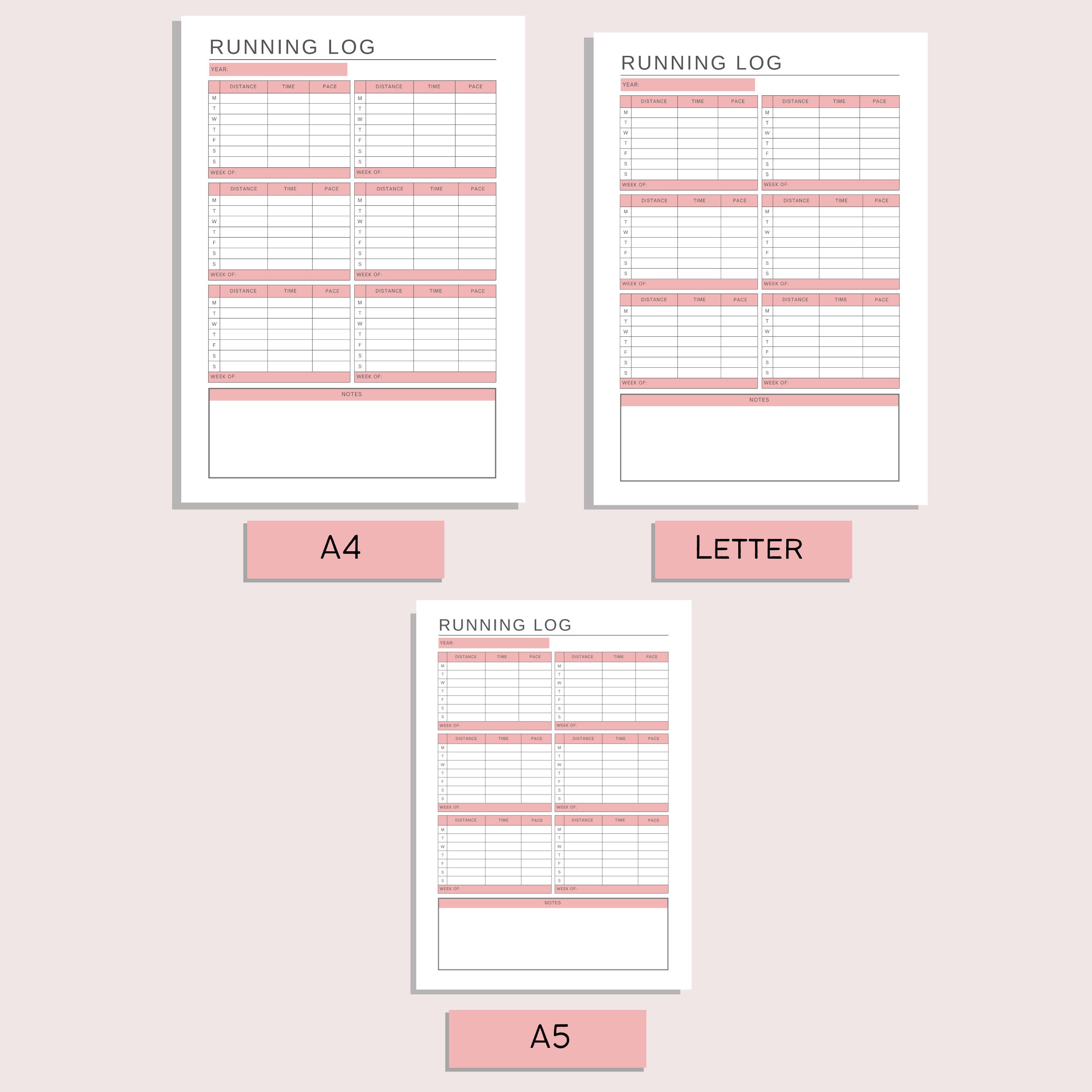 Weekly Running Log Printable | Health and Fitness Journal | Running ...