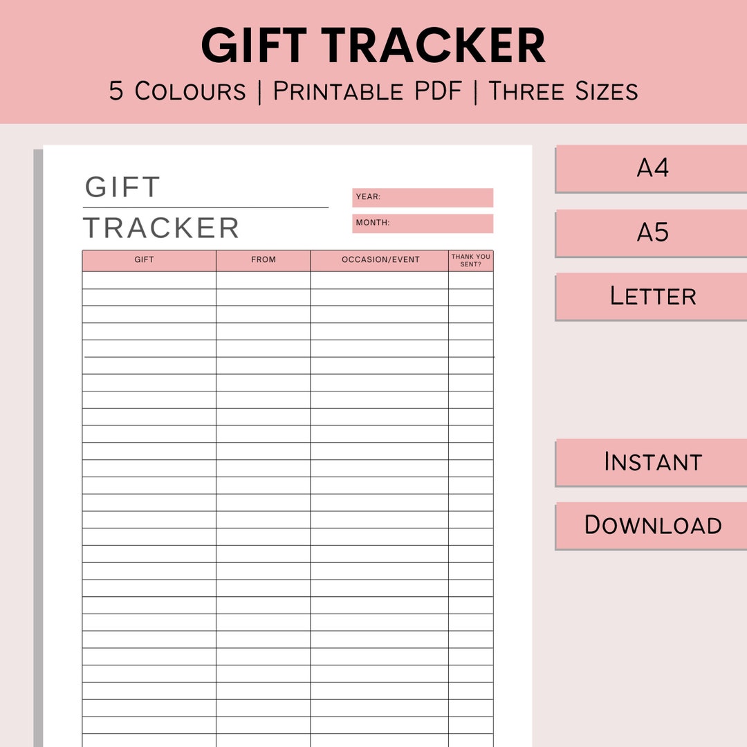 Gift Tracker | Gift Received Printable | Present Log | Thank You Track ...