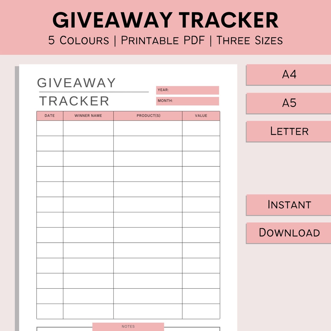 Giveaway Tracker | Printable Social Media Planner | Social Media ...