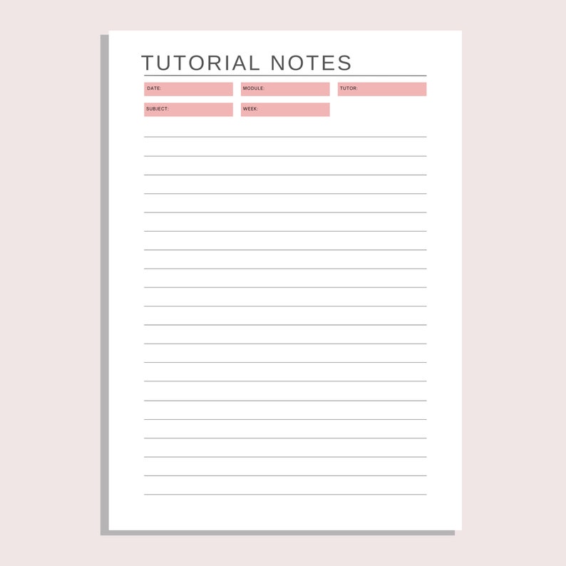 Tutorial Notes | Printable Note Paper | Student Note Taking | College ...