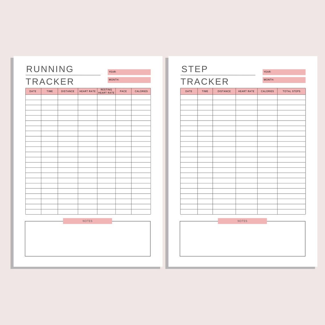Running and Step Tracker Printable Jogging Planner Fitness Tracker ...
