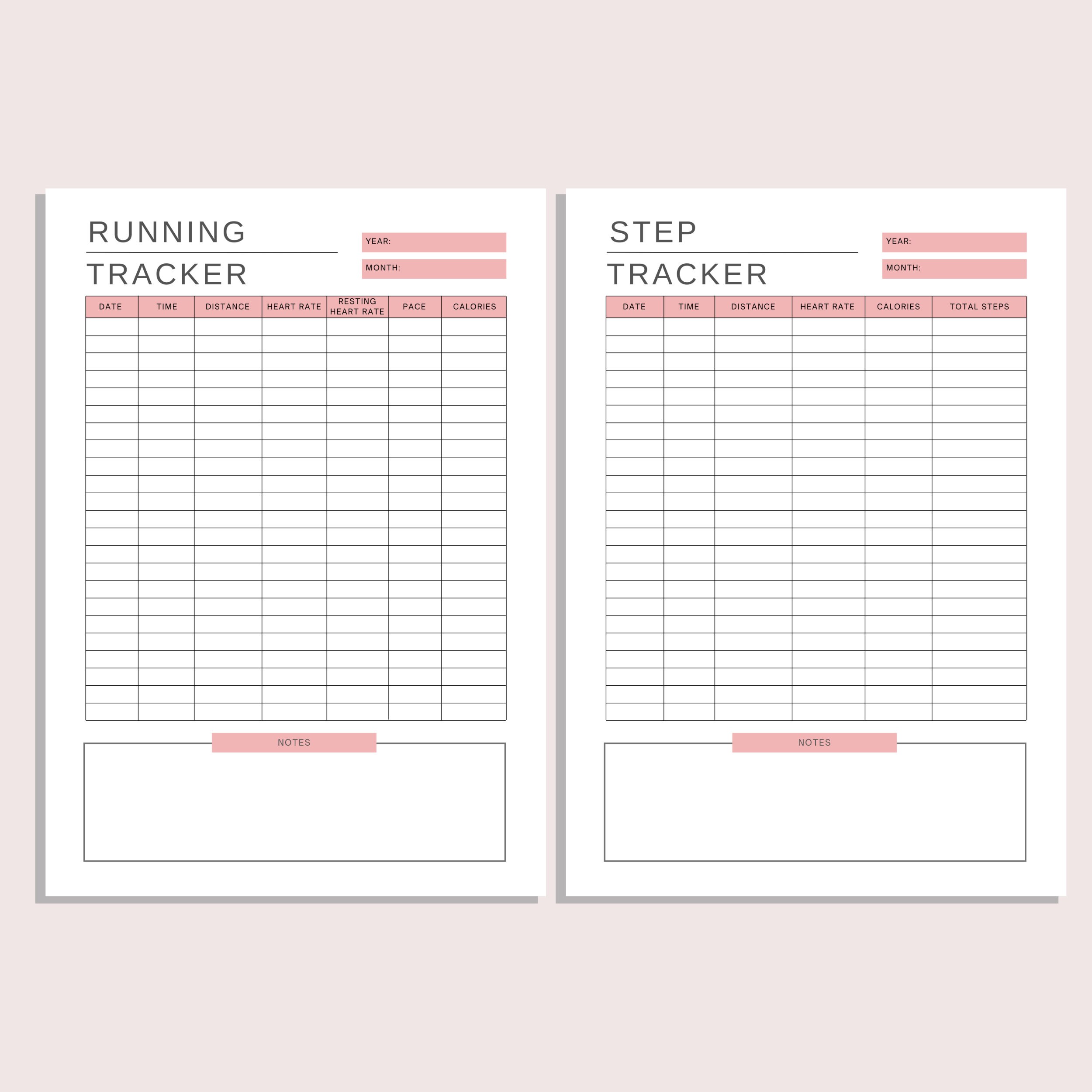 Running and Step Tracker Printable Jogging Planner Fitness Tracker ...